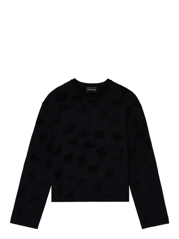 Emporio Armani All-over Jacquard Crewneck Jumper - Black