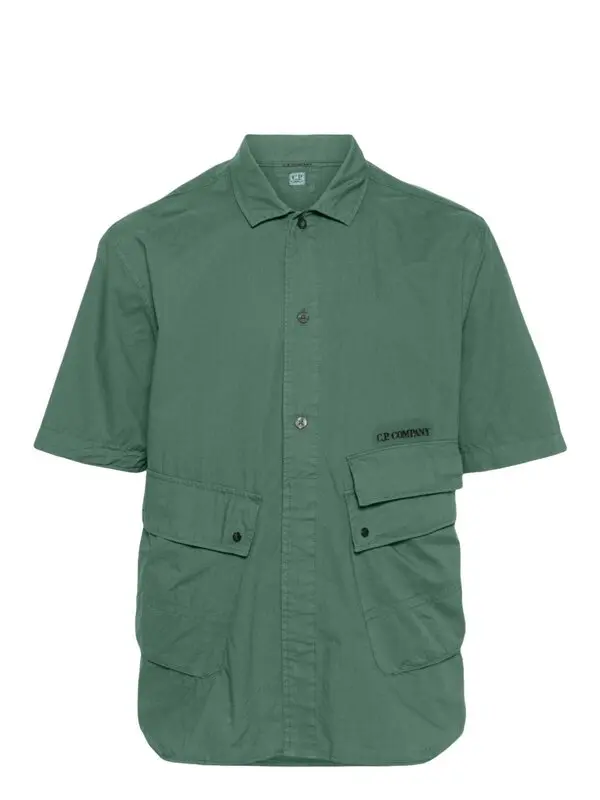 C.P. COMPANY Logo-embroidered Cotton Shirt - Green