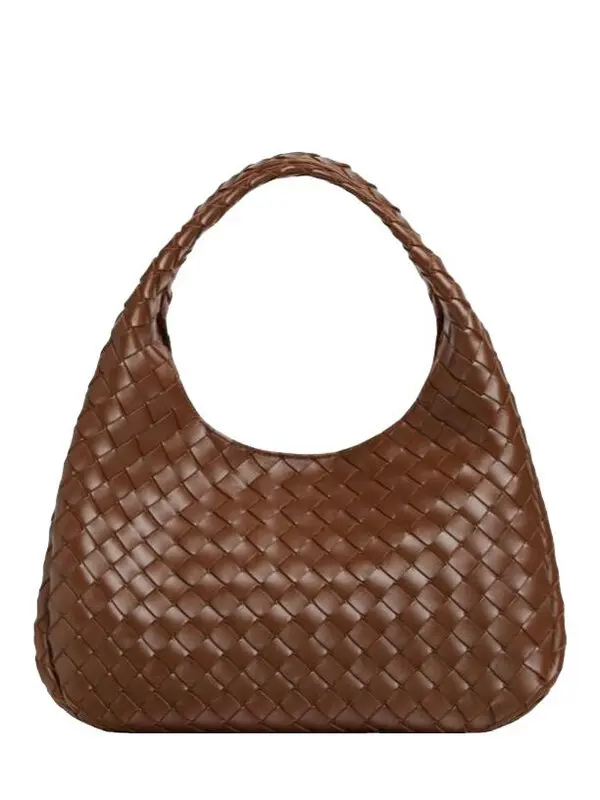 Bottega Veneta Campana Intrecciato Leather Shoulder Bag - Nocciola
