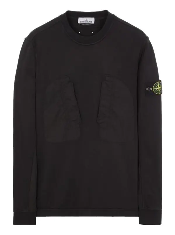 Stone Island Round Neck Logo Sweater - Black