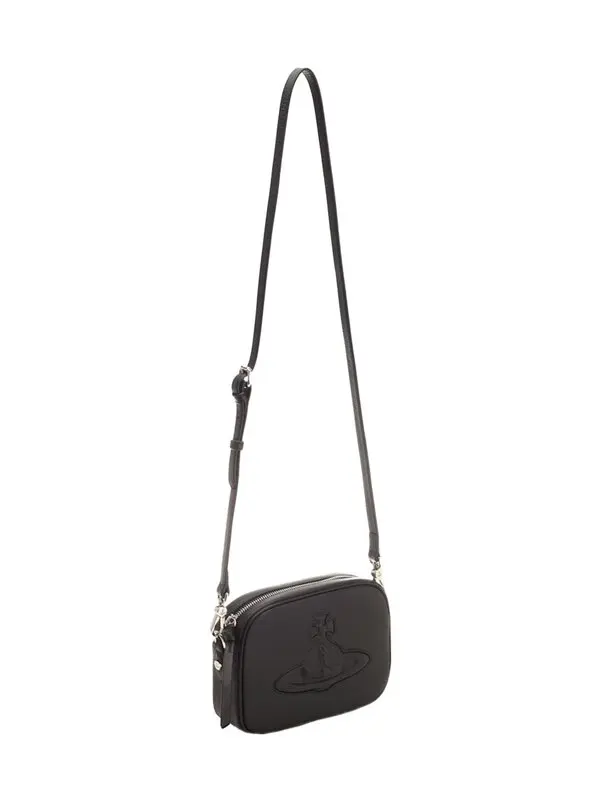 VIVIENNE WESTWOOD Logo Embossed Zipped Shoulder Bag - Black