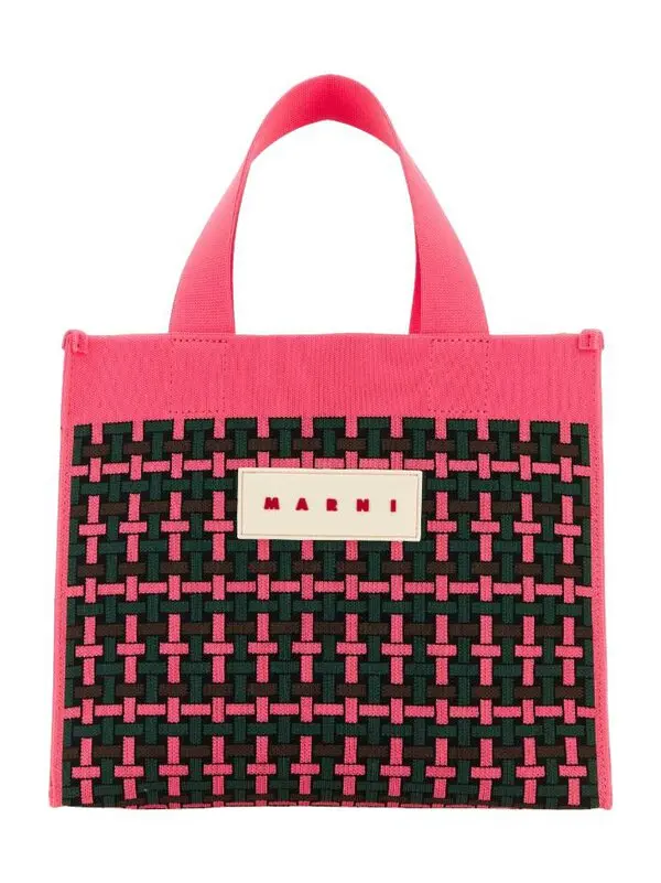 Marni Logo Patch Jacquard Tote Bag - Red