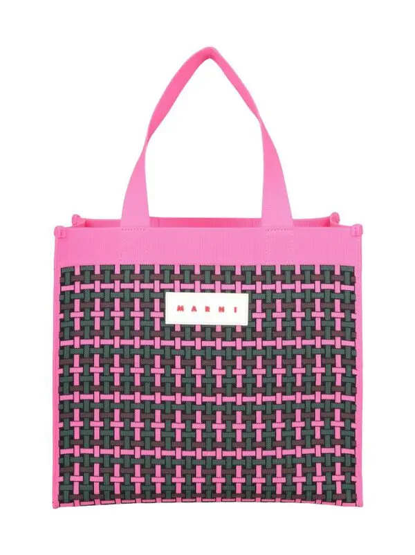 Marni Logo Patch Jacquard Top Handle Bag - Pink