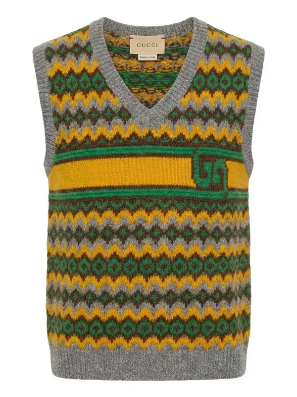 Gucci Interlocking G Logo Wool Gilet - Brown