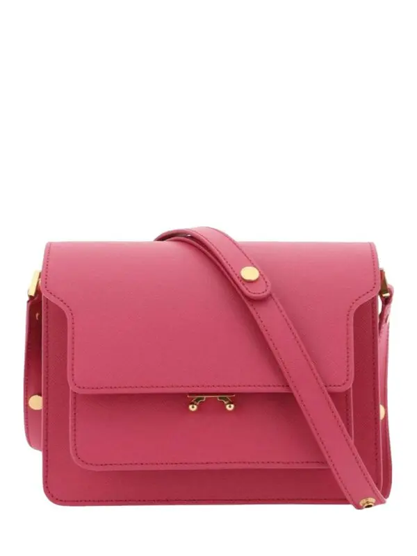 Marni Trunk Foldover Top Medium Shoulder Bag - Red