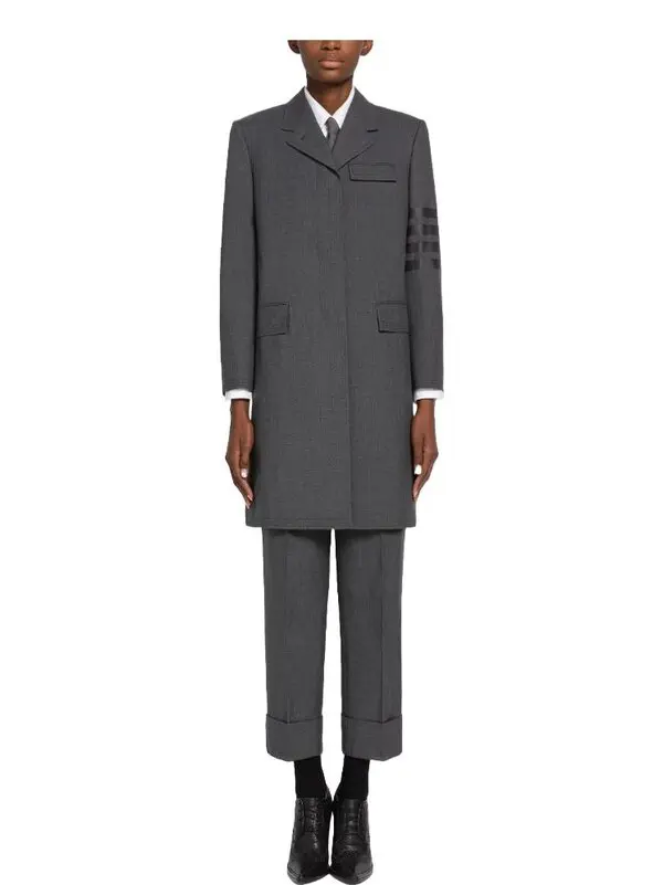 Thom Browne 4-bar Stripe Wool Coat - Dark Gray