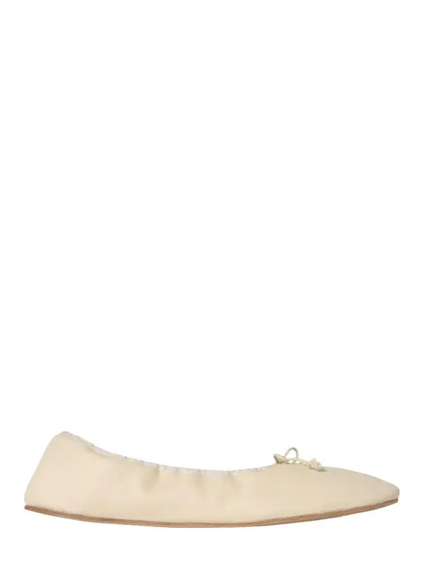 THE ROW Round Toe Leather Ballet Flats - Sage