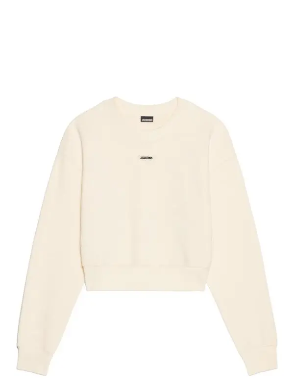 Jacquemus Cropped Sweatshirt With Embroidered Logo - Nude