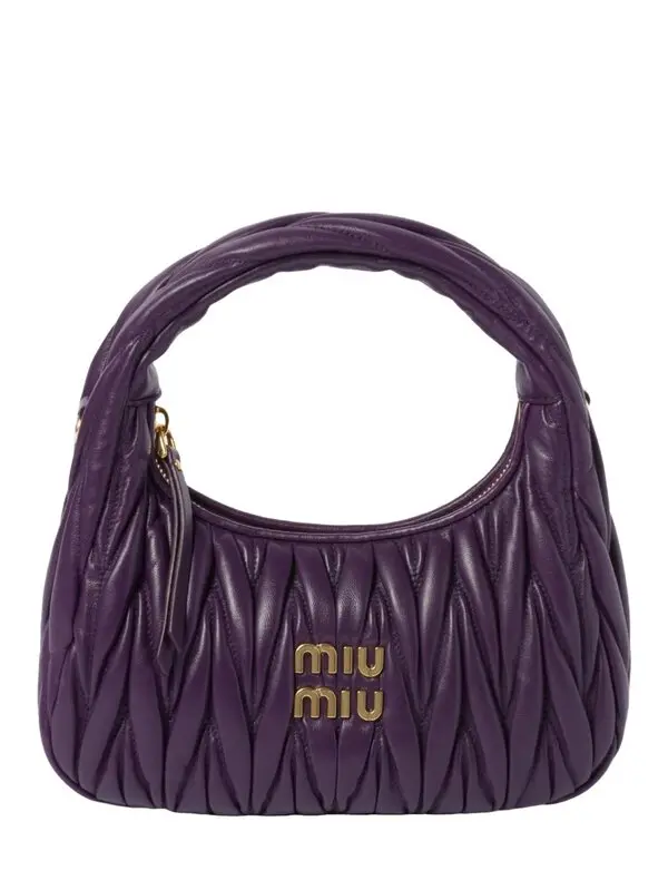 Miu Miu Wander Matelassé Nappa Leather Hobo Mini Bag - Black