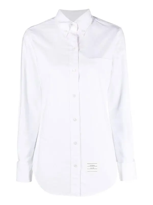 Thom Browne Logo-patch Button-up Poplin Shirt - White