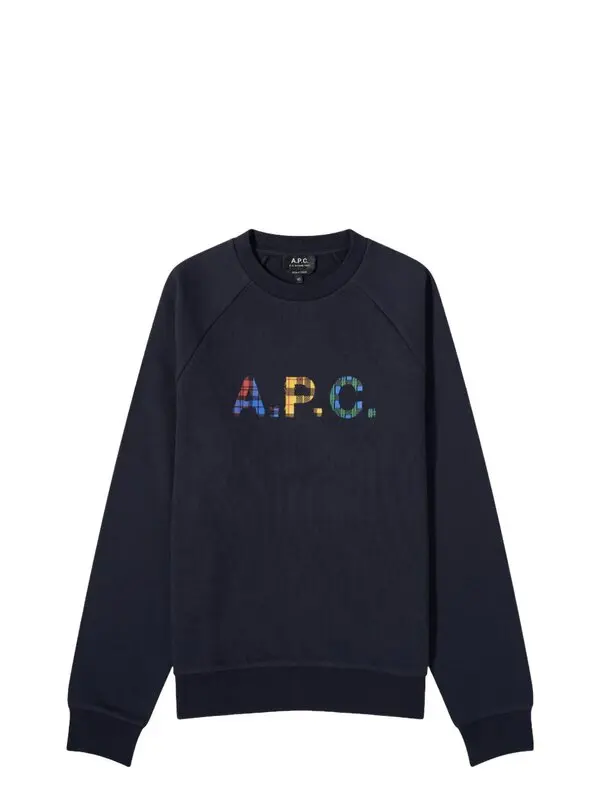 A.p.c. Logo Tartan Crewneck Sweatshirt - Black