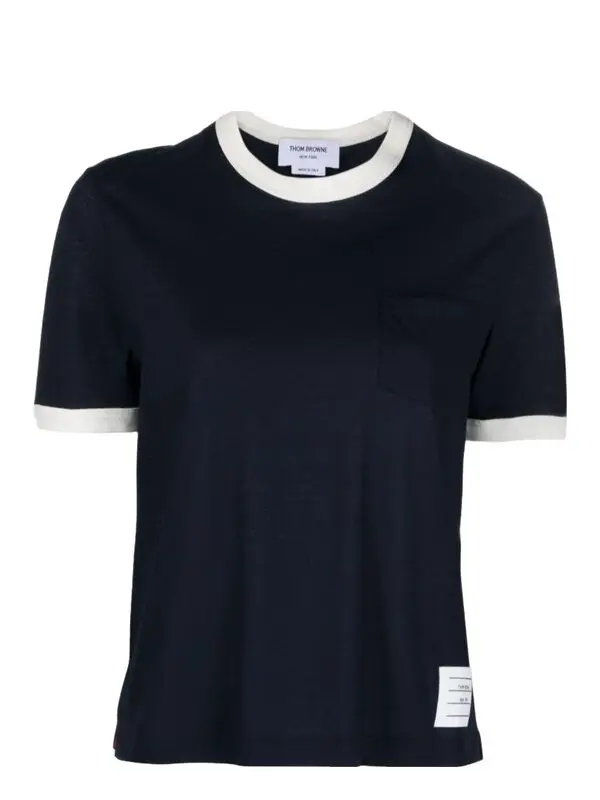 Thom Browne Logo-patch Cotton T-shirt - Navy Blue