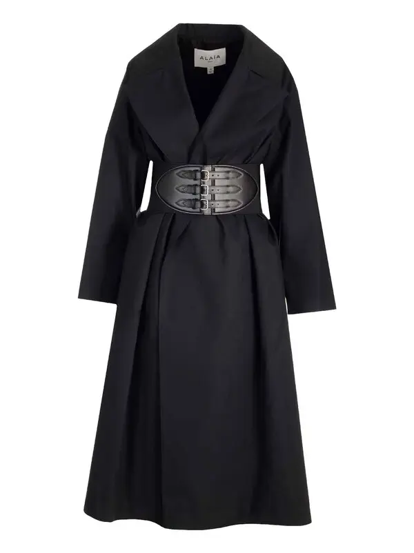 Alaïa Long-sleeved Belted Trench Coat - Black