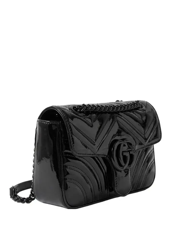 Gucci Gg Marmont Patent Leather Mini Bag - Black