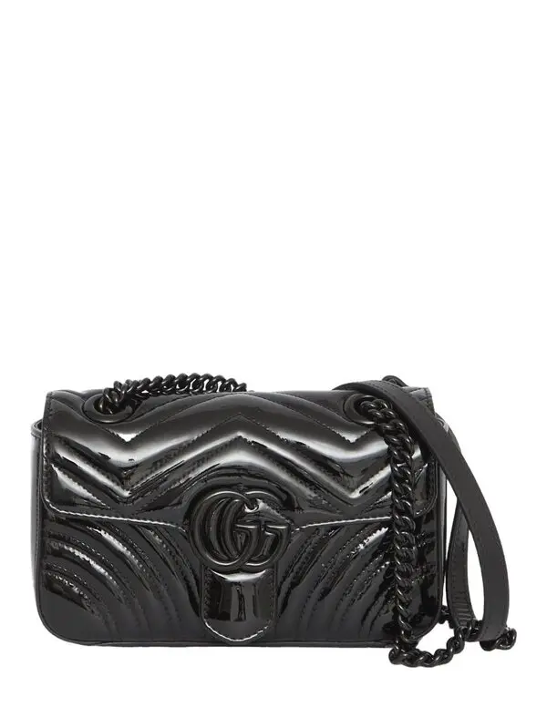 Gucci Gg Marmont Patent Leather Mini Bag - Black