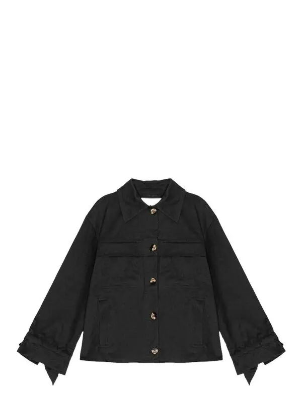 GANNI Herringbone Buttoned Jacket - Black