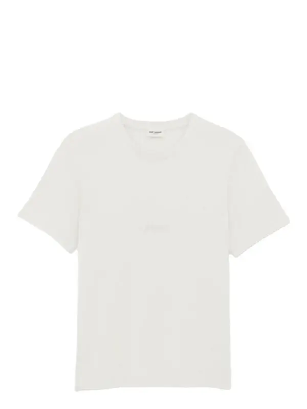 Saint Laurent Logo Embroidered Crewneck T-shirt - White