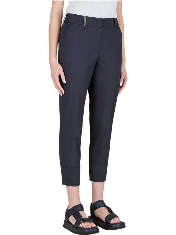 Peserico Navy Blue Pleated Cuffed Trousers - Black