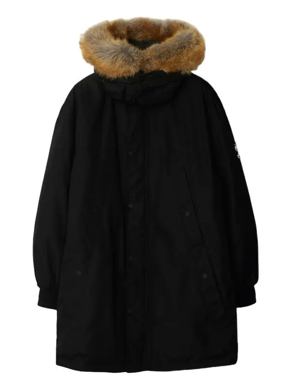 Burberry Hooded Parka With Ekd Motif - Black