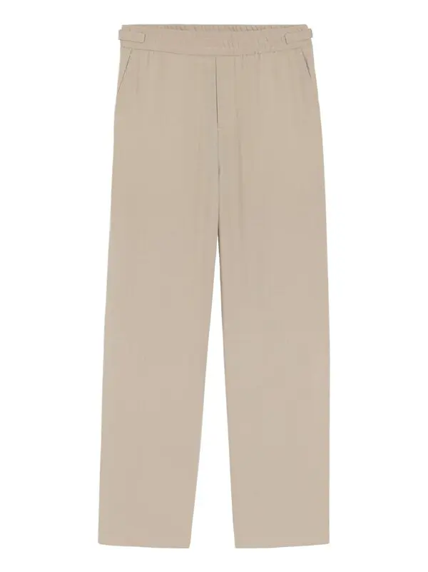 Ami Logo Plaque Straight Leg Trousers - Nude