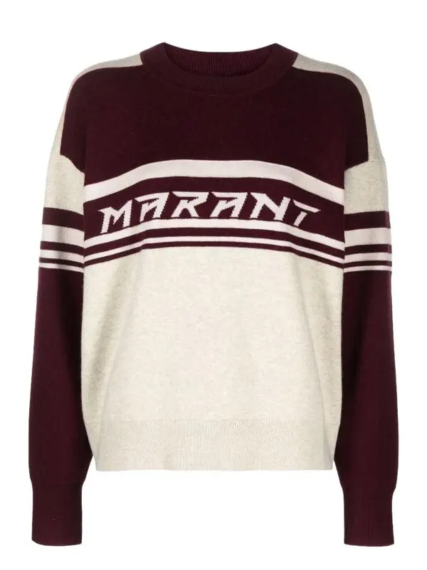 Isabel Marant Étoile Callie Logo Intarsia Crewneck Jumper - White