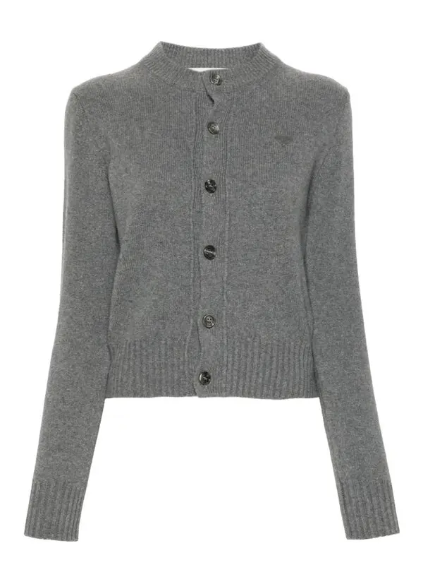 Ami De Coeur Buttoned Knitted Cardigan - Gray