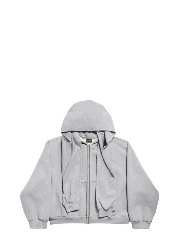 Balenciaga Incognito Boxy Zip-up Hoodie - Grey