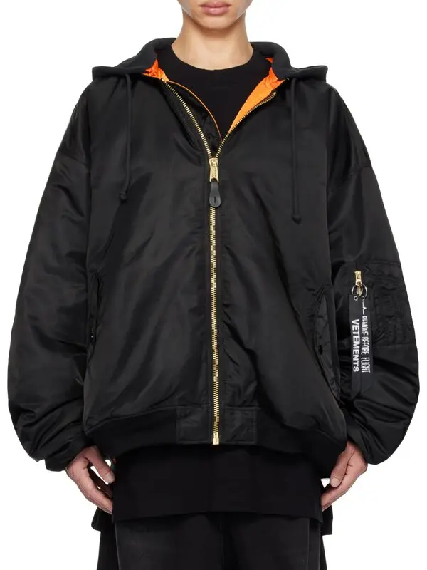 Vetements Embroidered Double-sided Bomber Jacket - Black