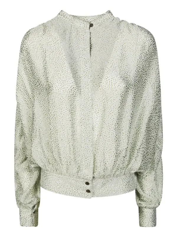 FORTE_FORTE Abstract Pattern Long Sleeve Blouse - White