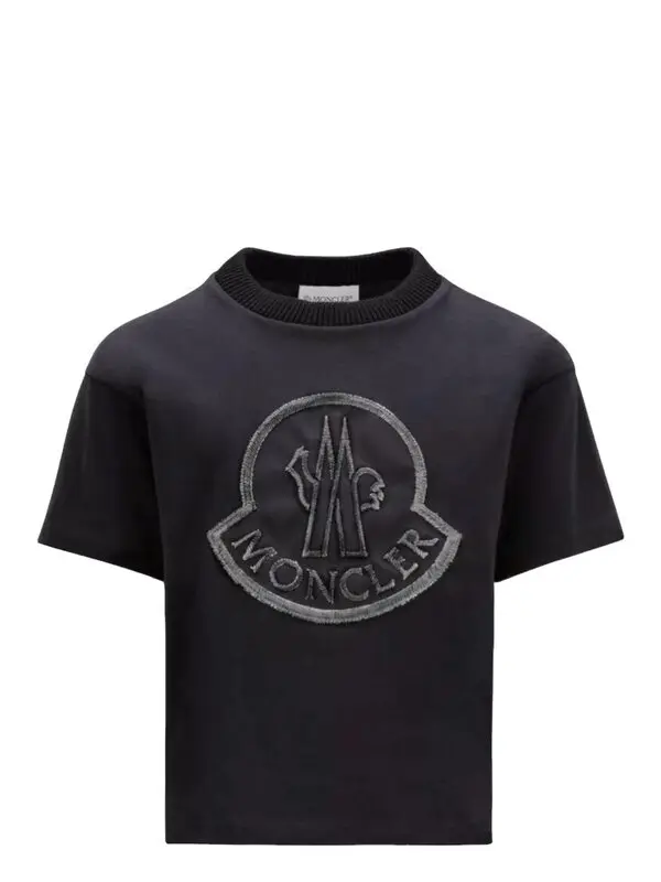 Moncler Logo Embroidered Crewneck T-shirt - Black