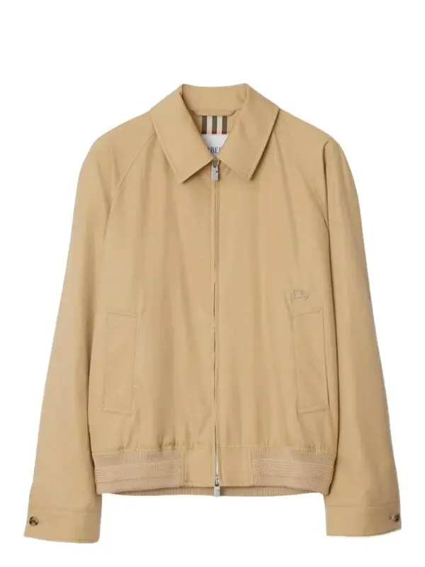 Burberry Zip-up Jacket With Equestrian Knight Embroidery - Flaxen