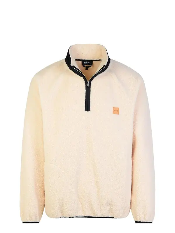 A.p.c. High-neck Logo Patch Fleece Sweatshirt - Nude