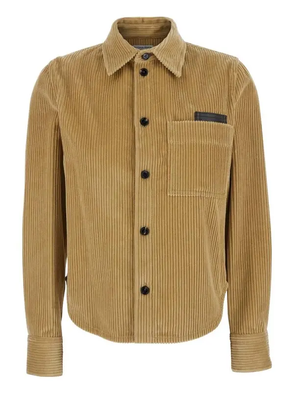 Bottega Veneta Corduroy Long Sleeve Shirt - Brown