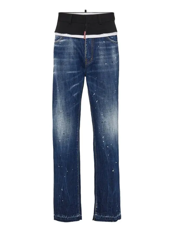 Dsquared2 Paint Splatter Distressed Denim Jeans - Blue