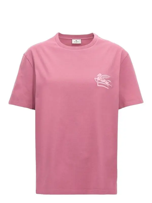 Etro Logo-embroidered Crewneck T-shirt - Pink