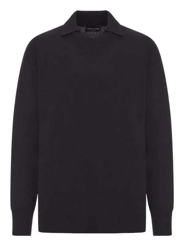 ROBERTO COLLINA Polo Neck Wool Sweater - Black