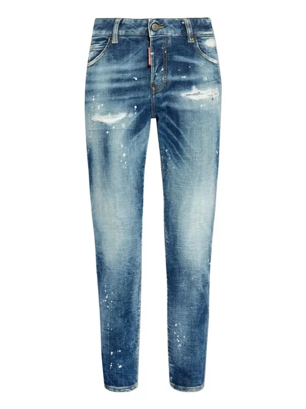 Dsquared2 Logo-patch Distressed Jeans - Blue