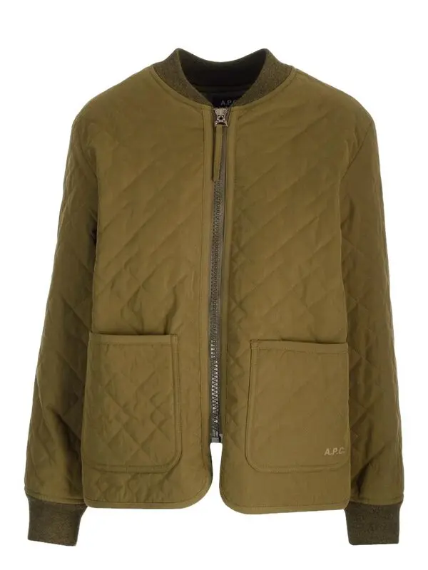 A.p.c. Elea Quilted Bomber Jacket - Green