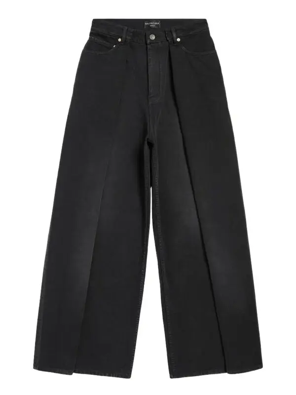 Balenciaga Double-sided Effect Wide-leg Trousers - Black