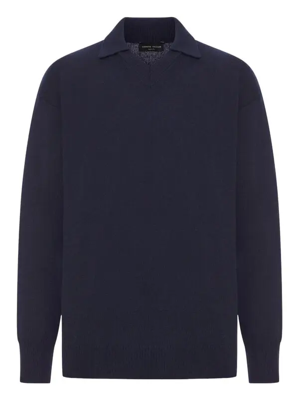 ROBERTO COLLINA Wool Polo Sweater - Black