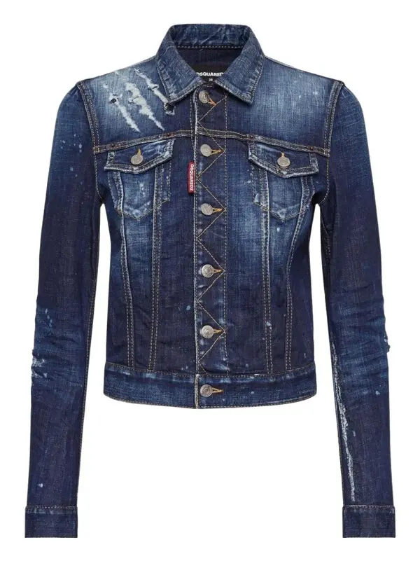Dsquared2 Distressed Denim Jacket - Navy Blue