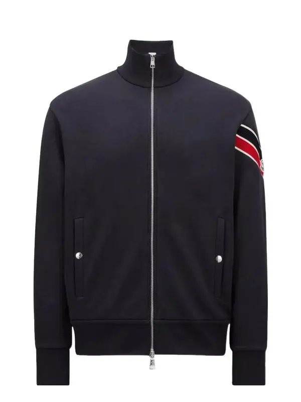 Moncler Logo Patch Zip-up Sweatshirt - Night Blue