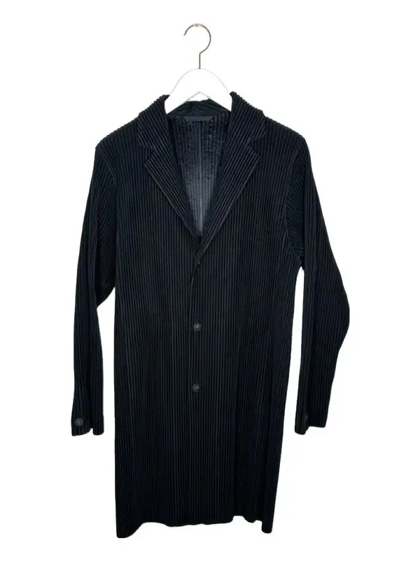 Issey Miyake Homme Plissé Pleated Single-breasted Coat - Black