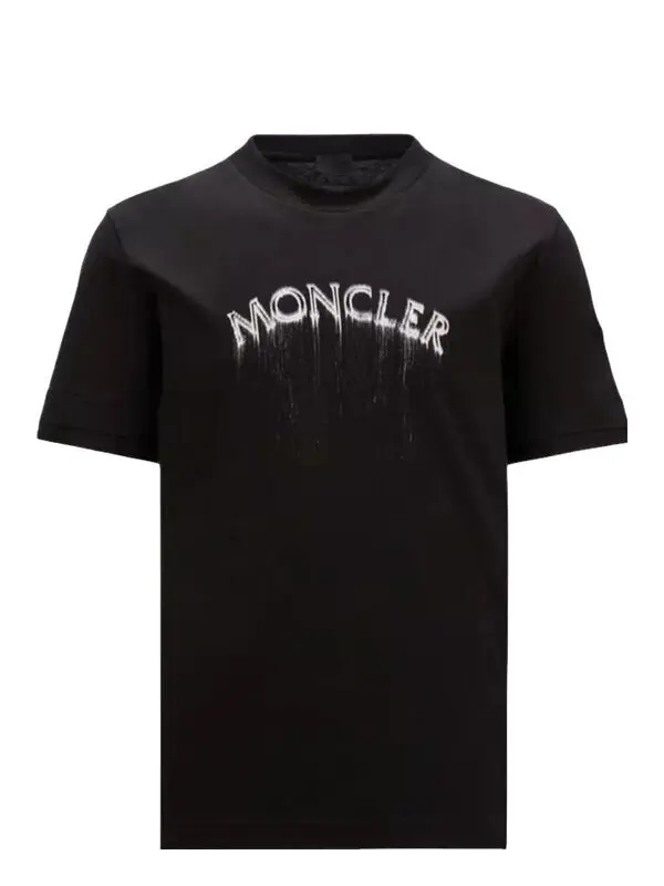 Moncler Short Sleeve Crewneck T-shirt With Logo Detail - Black