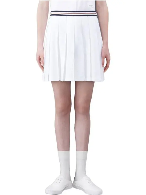 Thom Browne Pleated Tennis Skirt With Cricket Stripe Detail - White