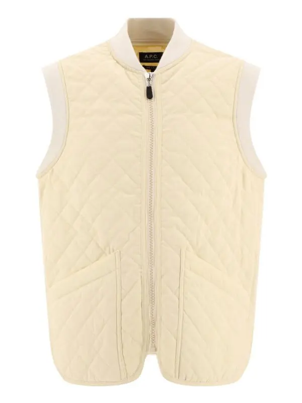 A.p.c. Quilted Zip Vest - Nude