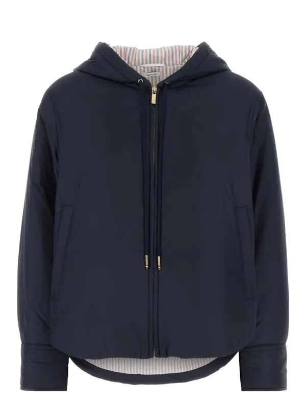 Thom Browne Hooded Down Overshirt - Navy Blue