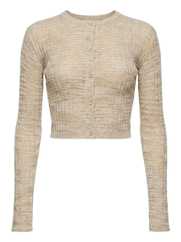 Acne Studios Ribbed Cropped Cardigan - Cold Beige