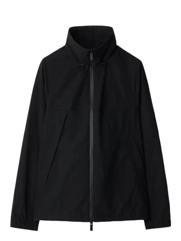 Burberry Zip-up Lightweight Jacket With Equestrian Knight Logo Embroidery - Black