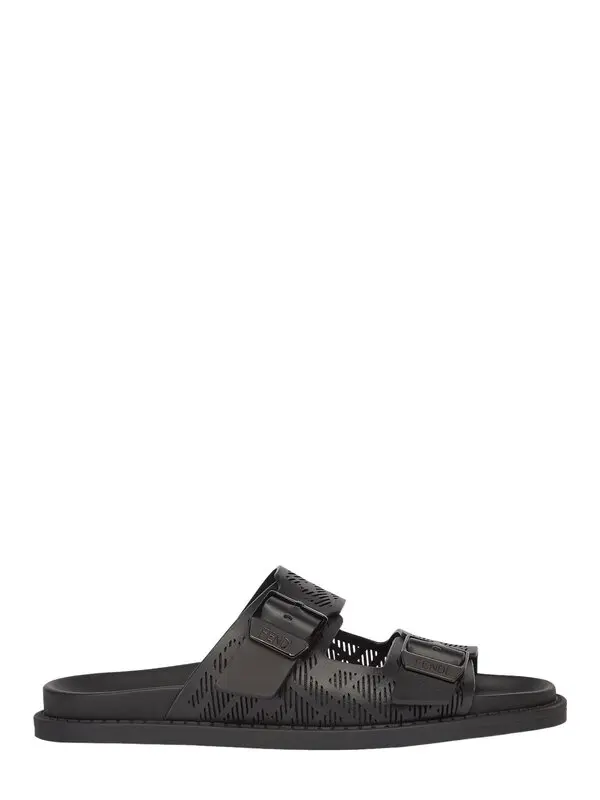 Fendi Ff Motif Feel Slides - Black